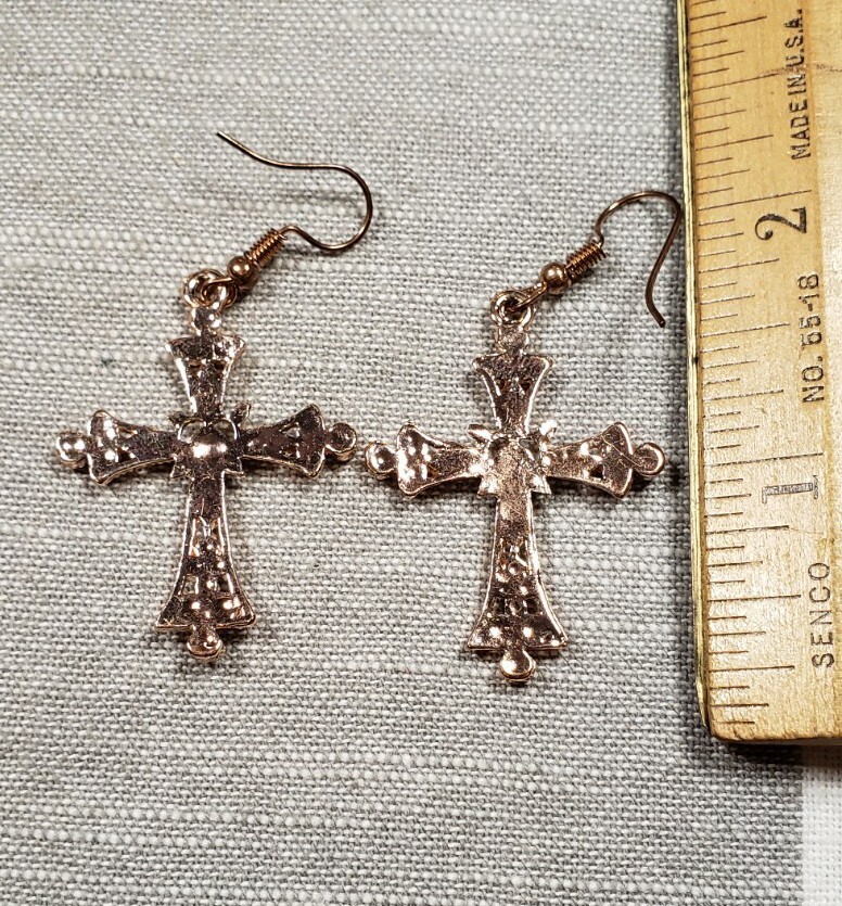 Vintage Rose Gold Color Cross Earrings Christian H66 | eBay