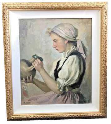 LAJOS REIZES MOLNAR (HUNGARIAN, B.1903) JEWISH, PEASANT GIRL WITH JUG ...