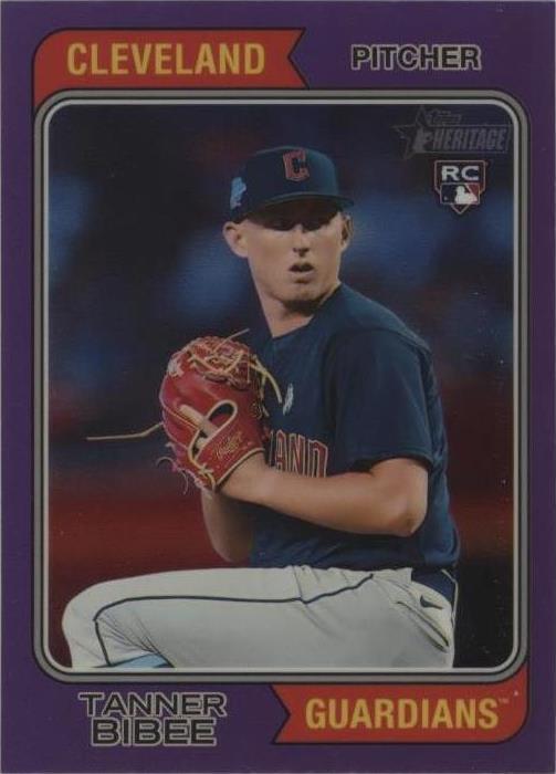 2023 Topps Heritage High Number - Tanner Bibee #686 Chrome Purple ...