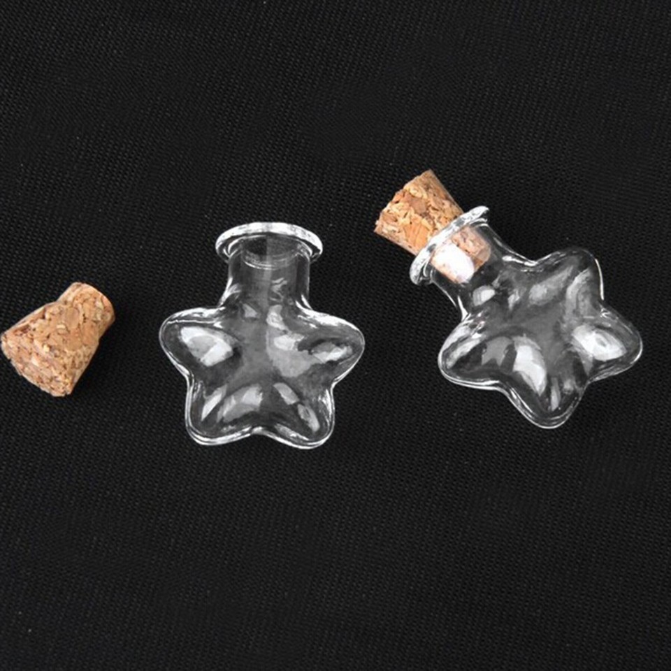 10pcs Star Shape Mini Wish Note Craft Glass Bottles Jars with Cork ...