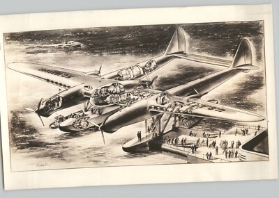 ARCHITECT Drawing SEVERSKY LUXURY Super Clipper Plane VINTAGE 1938 ...