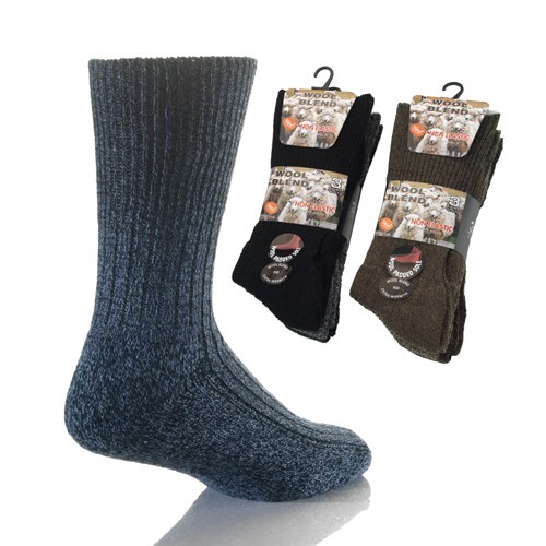 12 Pairs Loose Top Diabetic Thermal Warmth Wool Blend Chunky Wool Socks ...