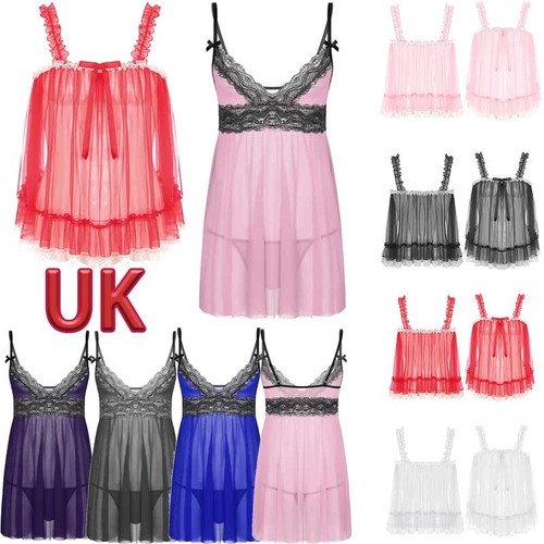 iEFiEL AU Men's Sissy Lingerie Lace Trim Camisole Tank Tops Sleepwear ...