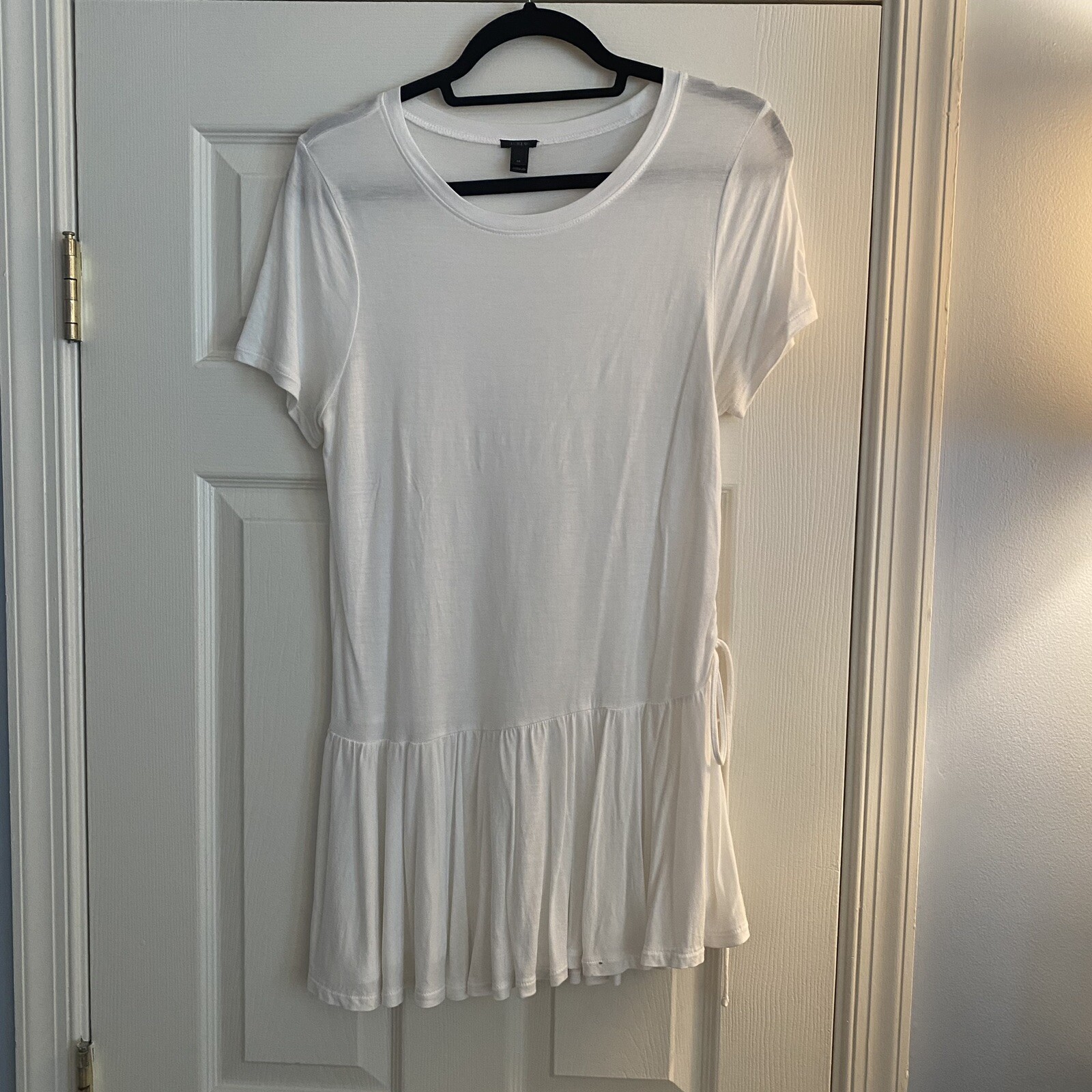 J. Crew white t shirt tunic with adjustable rouching size medium | eBay