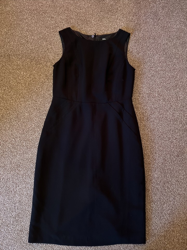 Marks And Spencer Black Shift Dress 12 Ladies Panels Sleeveless Lined ...