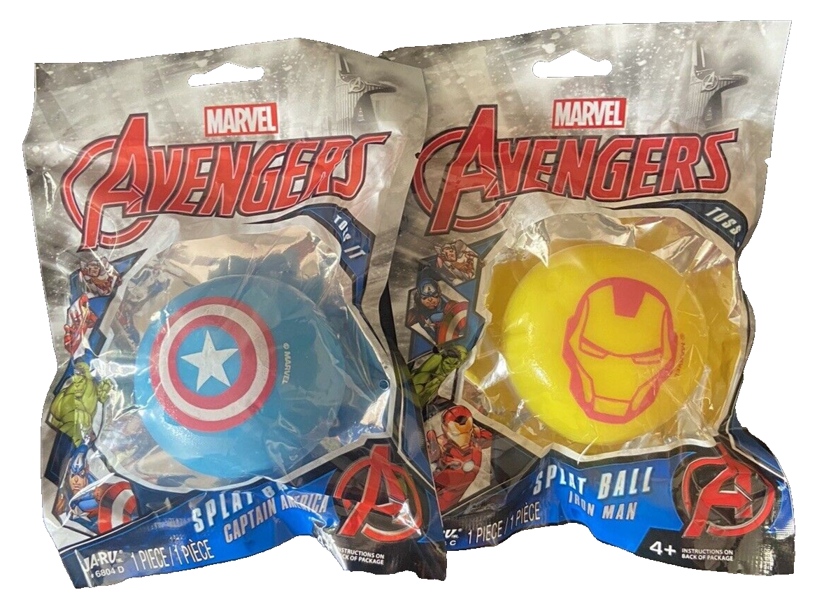 Lot of 2 Marvel Avengers Splat Balls Yellow Iron Man & Blue Captain ...
