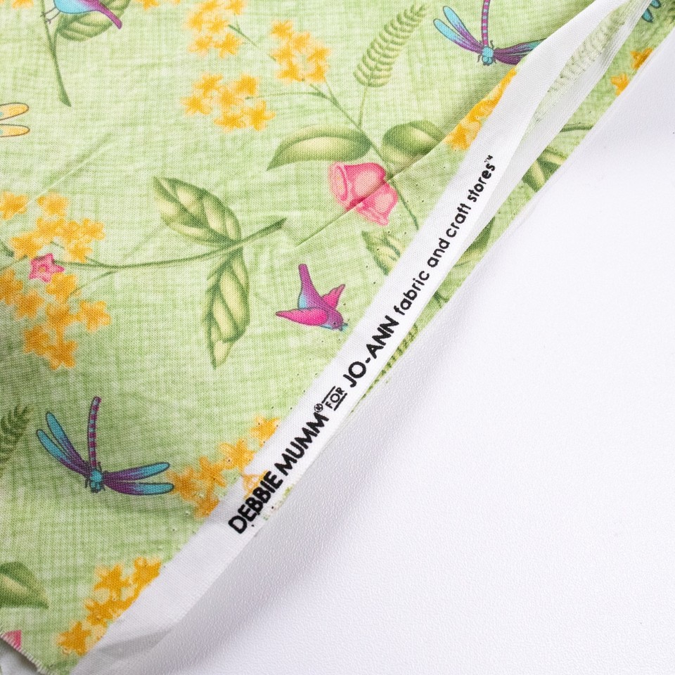 Debbie Mumm Cotton Quilting Fabric Green Birds Floral Flowers BTHY Half ...