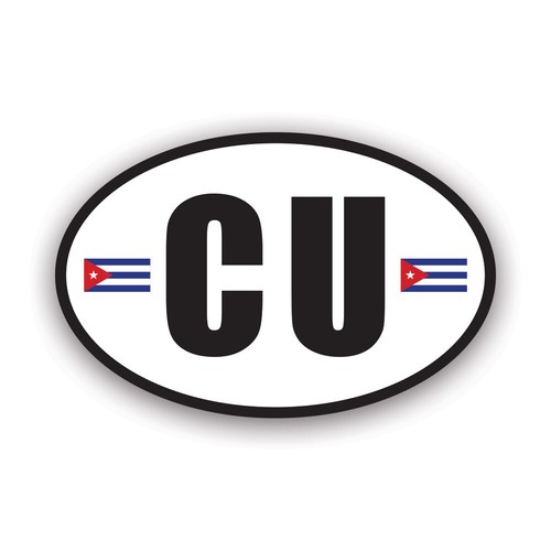 Cuba Oval Sticker Decal - Weatherproof - cuban flag country code euro ...
