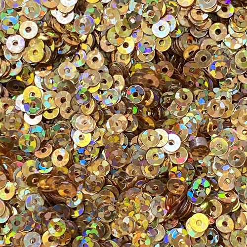 3mm Gold Holographic Sequin, Shiny Flat Round Loose Sequins- Center ...