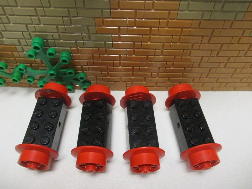 (B6/22) 4 X LEGO Railway Wheel Wheels Red Axis Train Wagon 4,5V 9V 12V ...