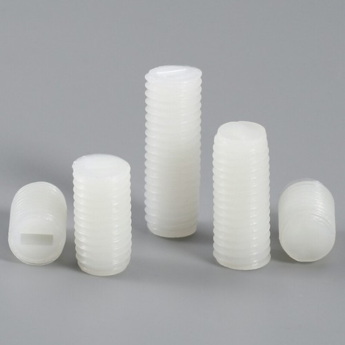 White Nylon Grub Screws Plastic Slotted Flat Head Set Screws M3 M4 M5 ...