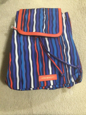 VERA BRADLEY PREPPY POLY BACKPACK NWT MULTI-COLOR LEATHER TRIM 12x11x4 ...