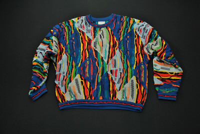 VTG Coogi Australia Cotton Sweater XL 3D Biggie Smalls Cosby Multicolor ...
