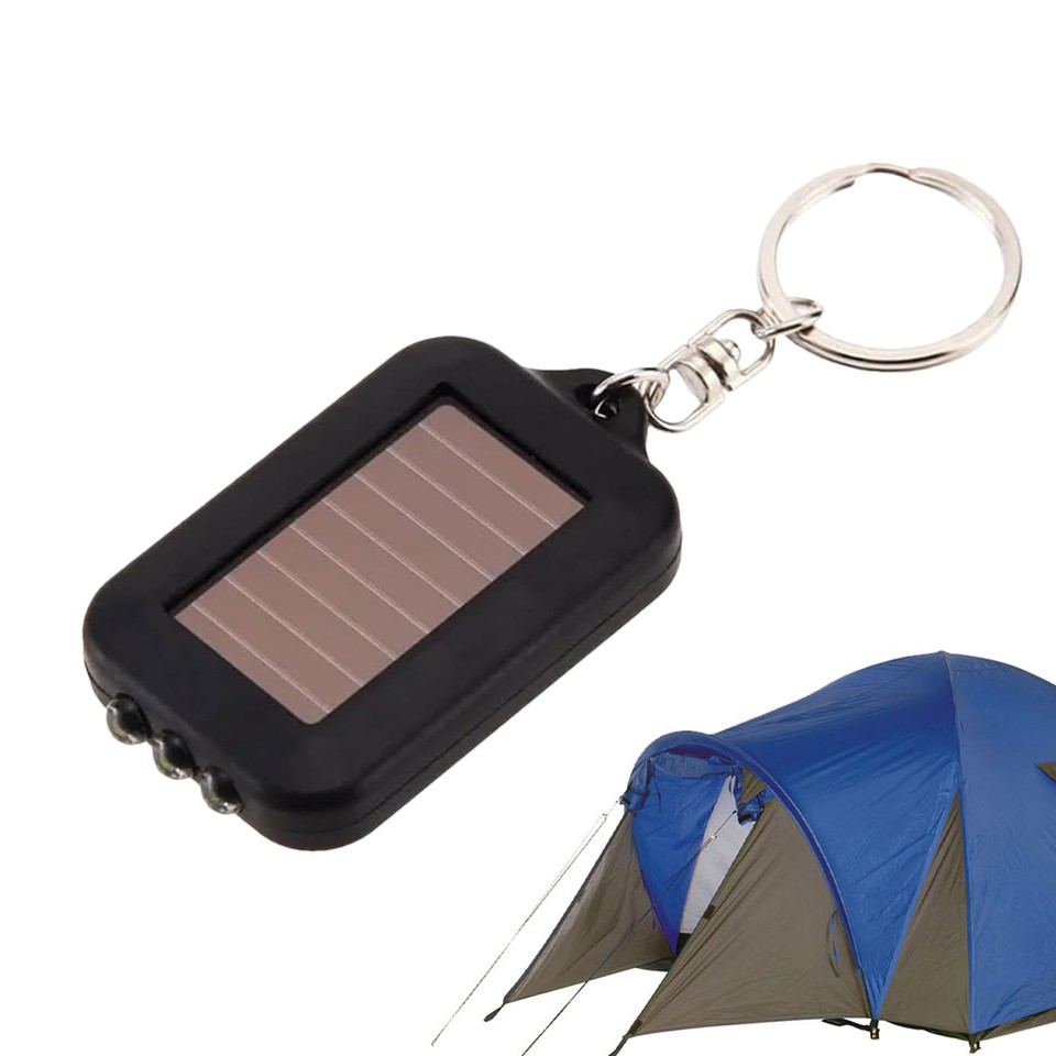 Mini Light Flashlight Keychain Solar Power Rechargeable LED 3-Lamp ...