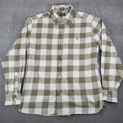 Fish Hippie Flannel Shirt Long Sleeve Button Up Checkered Pattern Size ...