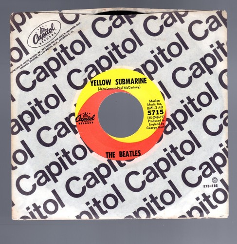 Beatles "Yellow Submarine" 1968 US Capitol Stock 45 w/ White ...