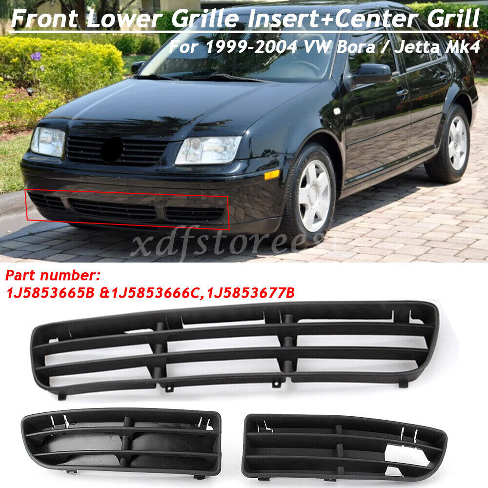 Black Textured Grille Without Emblem 2019 Vw Jetta Front Bumper Chrome ...