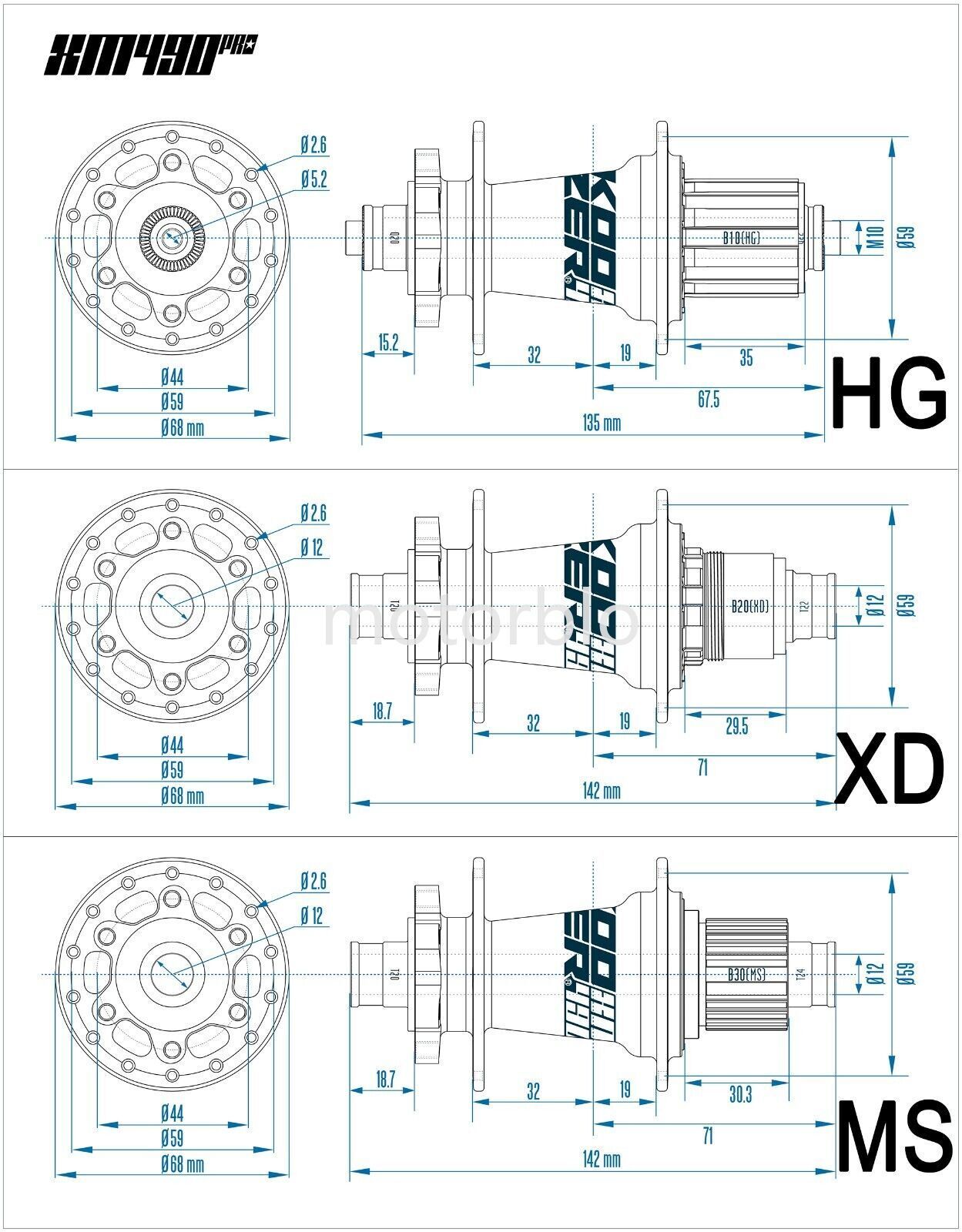 KOOZER XM490 Pro MTB Rear Hub 32H Disc Brake 72HD 6-Bolts XD for Sram ...