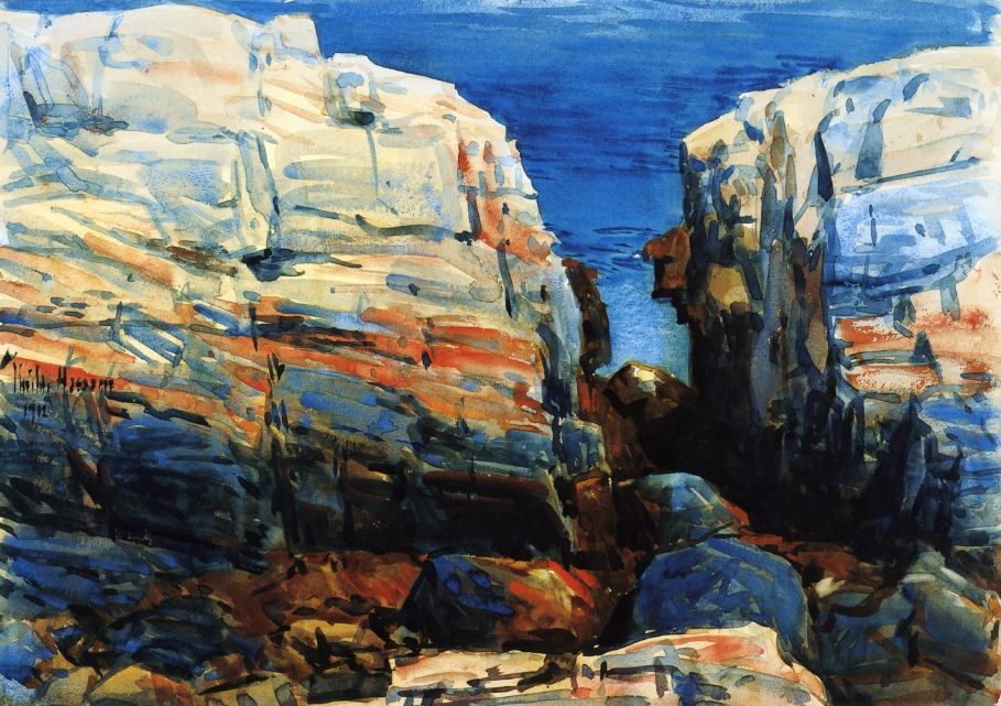 Oil painting Frederick-Childe-Hassam-The-Gorge-Appledore impression ...