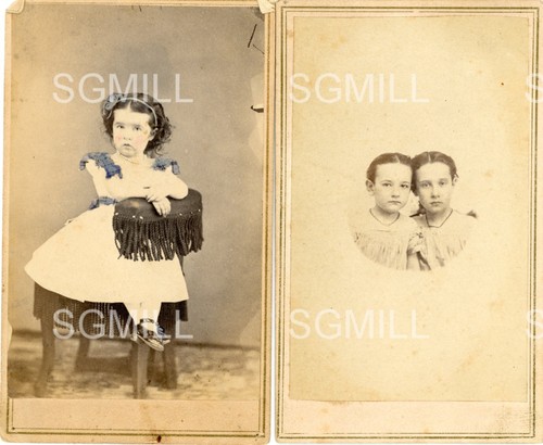 B13 2 CDV Photos 1860-1869 Children Girls Blue Tint Fashion | eBay