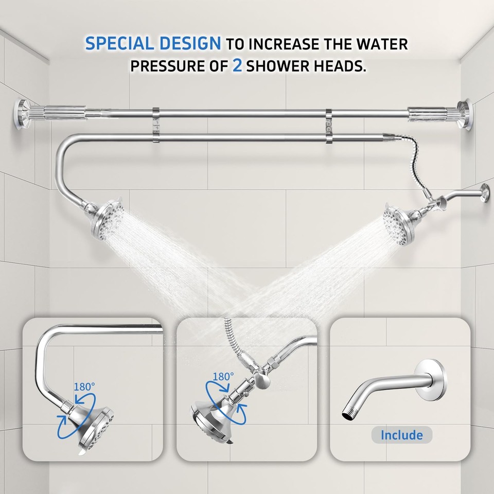 Tandem Shower Heads, Double Shower Head for Couples, Dual Shower Head ...