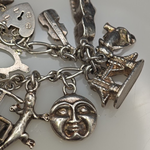 Antique Sterling Silver Charm Bracelet Lots Of Charms Vintage 69 Grams ...