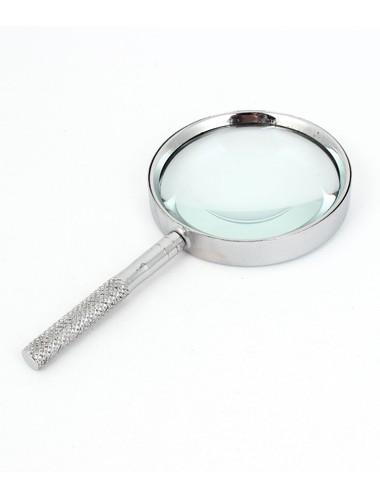 Handheld Metal Shell 60mm Dia Lens 4X Magnifying Glass Magnifier Silver ...