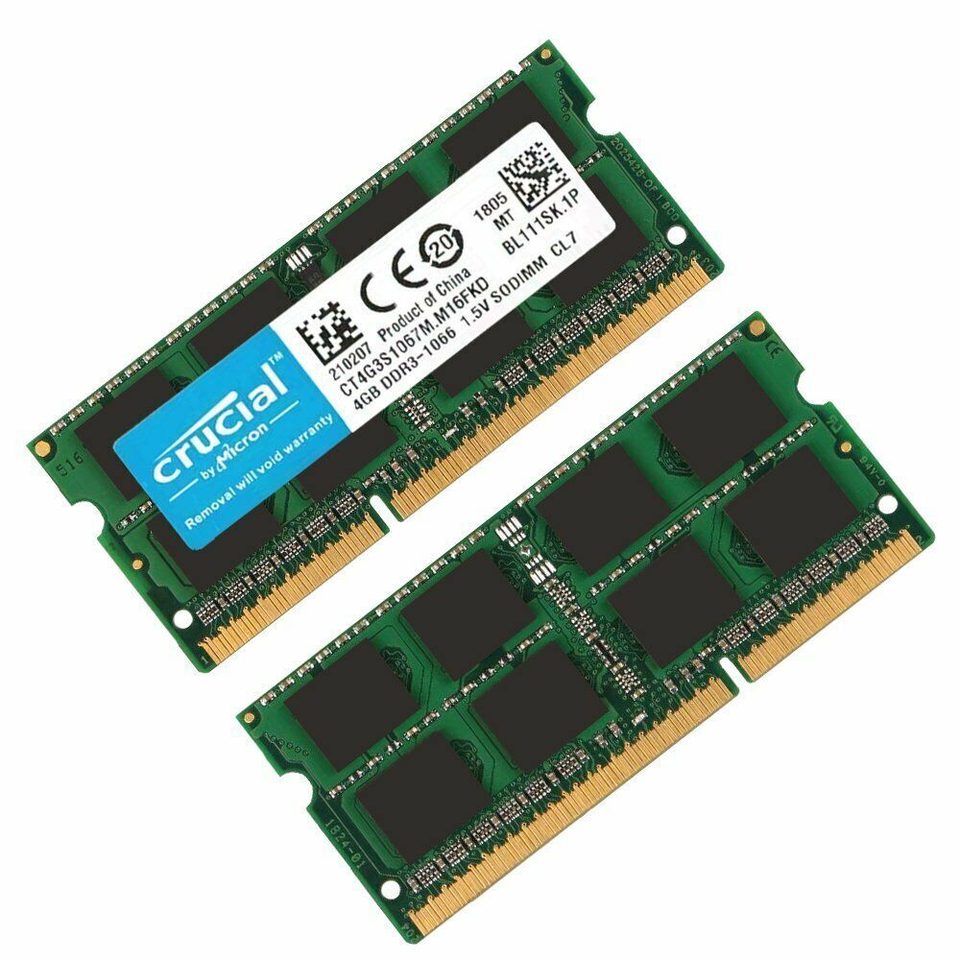 CRUCIAL DDR3 4GB 8GB 1066MHz PC3-8500 Laptop SODIMM 204-Pin Memory RAM ...