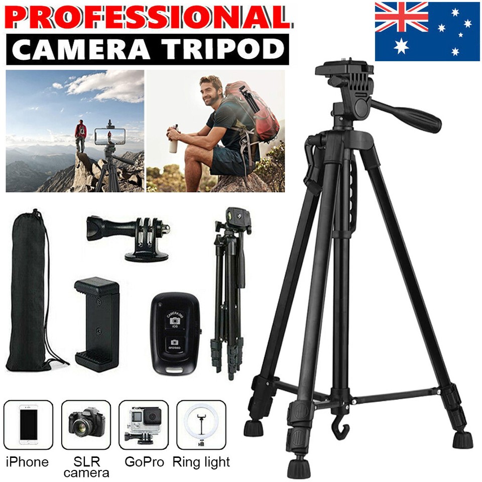 Professional Camera Tripod Stand Mount Remote + Phone Holder for iPhone ...