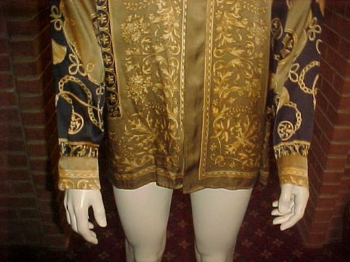VINTAGE MEN'S GENELLI SUEDE SILK SHIRT BAROQUE & CHAINS GREEK THEME ...