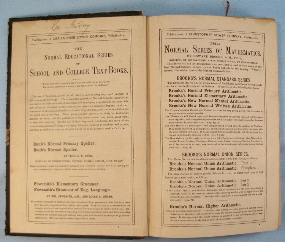 Normal Elementary Geometry Book 1865 Edward Brooks Christopher Sower ...