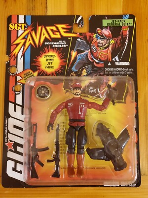 GI JOE Sgt Savage JET-PACK GENERAL BLITZ W/Spring-Wing Jet-Pack! NIP ...
