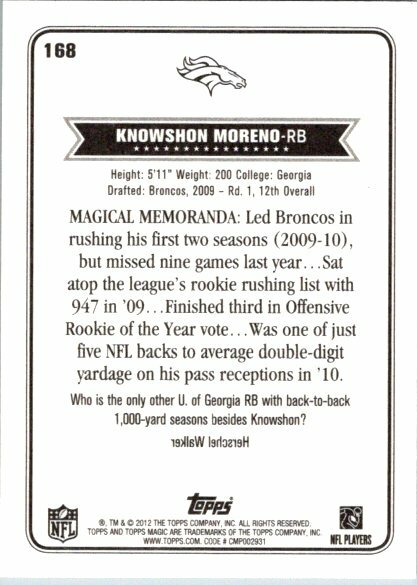 2012 Topps Magic Mini Football Card #168 Knowshon Moreno Broncos | eBay