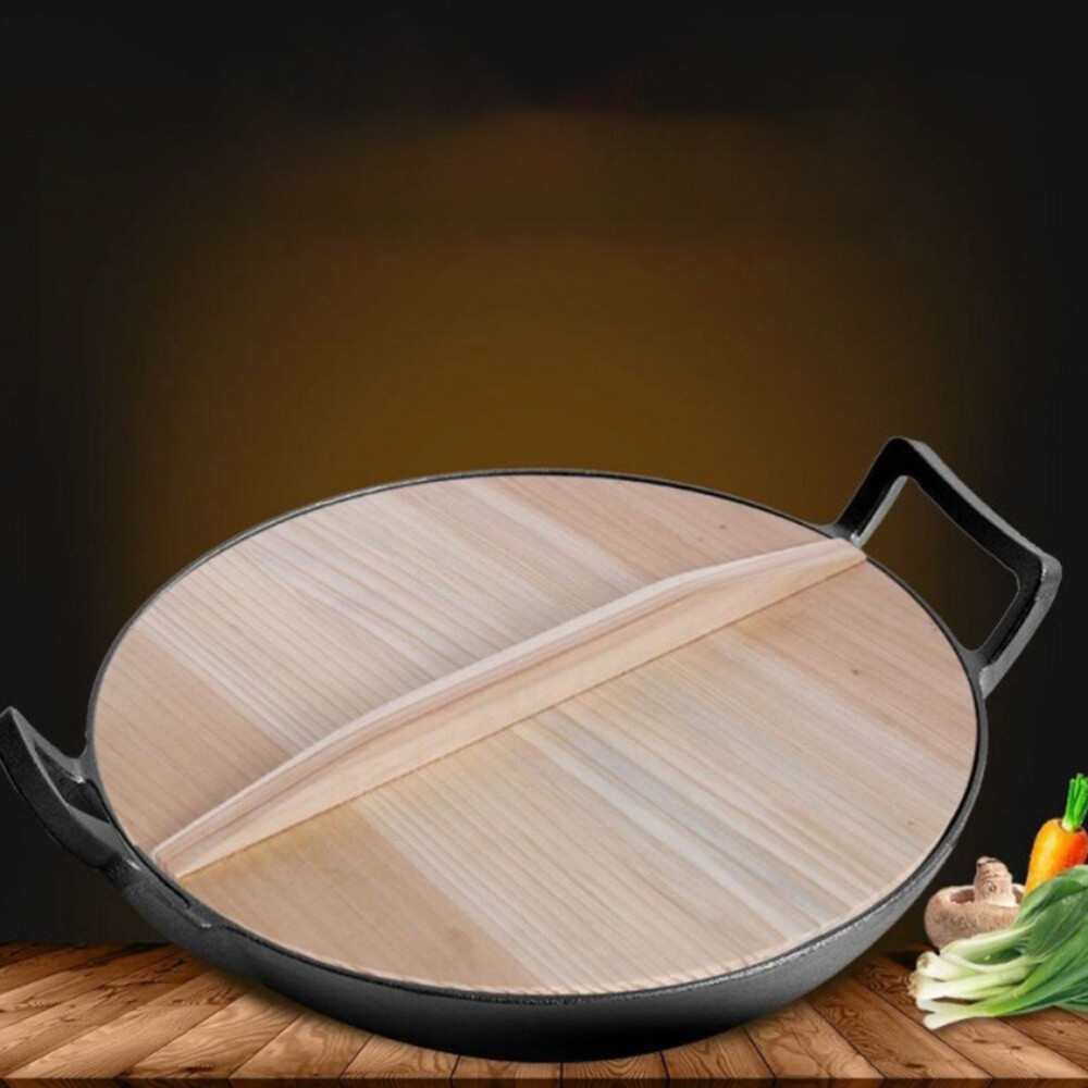 Wooden Frying Pan Cover Wok Accessories Wok Cover Pot Lid Pot Cover Wok ...