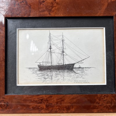 Small Vintage Engraving Brig Beaver II In Boston Harbor | eBay