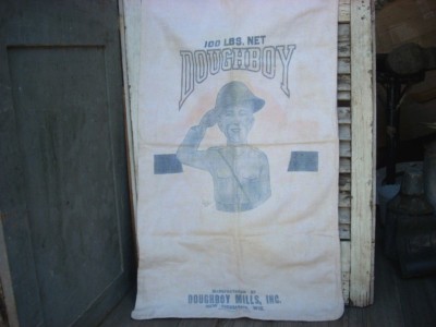 Antique Vintage DOUGHBOY Textile Cloth 100 LB Feed Grain Sack Art Bag ...