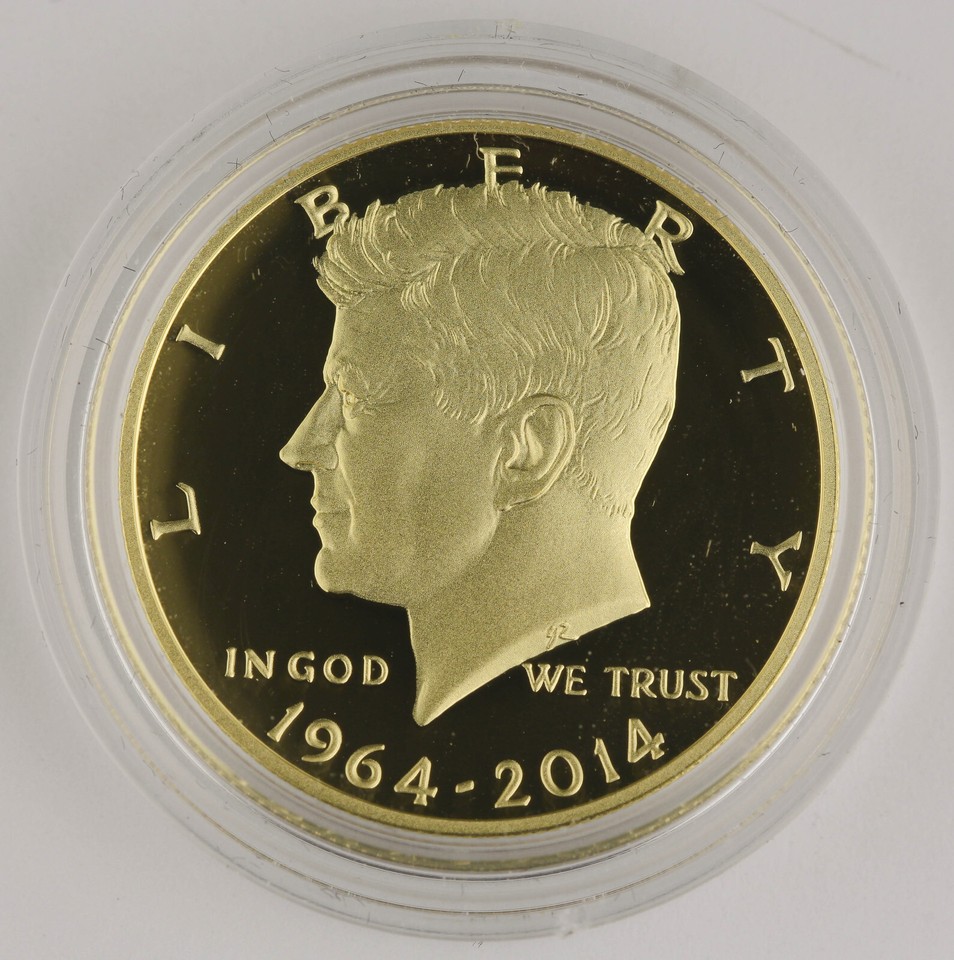 2014 W 3/4 Oz GOLD Kennedy 50th Anniversary High Relief Proof 50C Coin ...