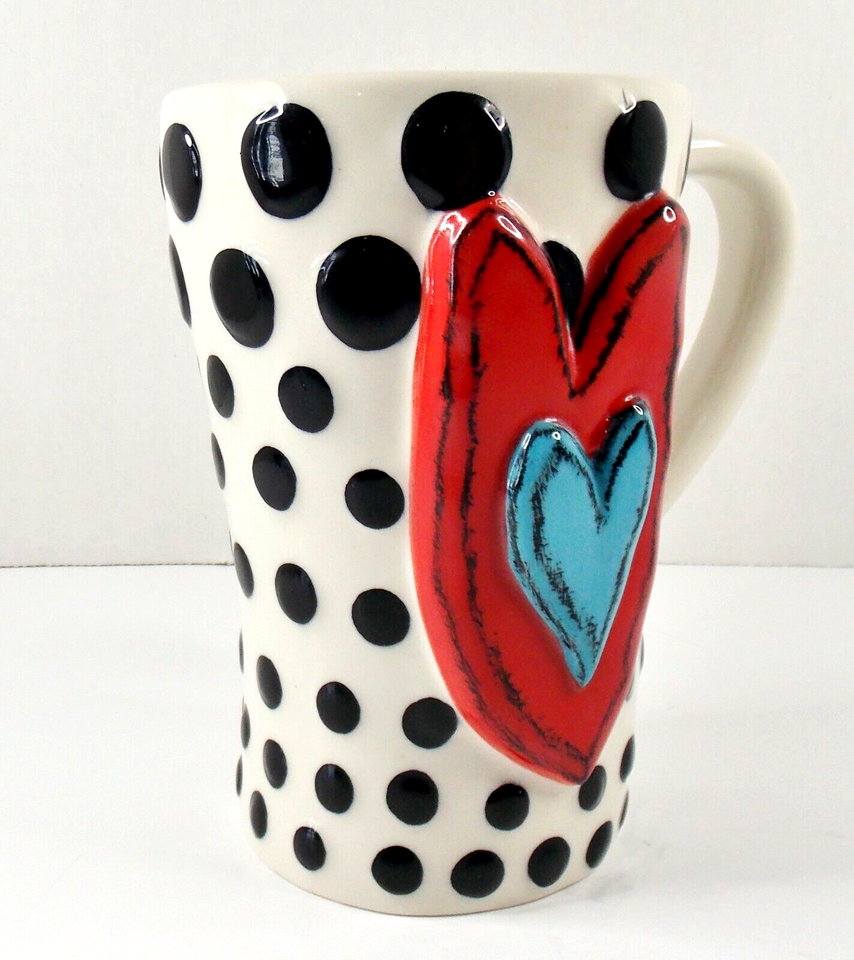 Coffee Mug Tracy Pesche Heartful Home Large Ceramic Cup Black Dots | eBay