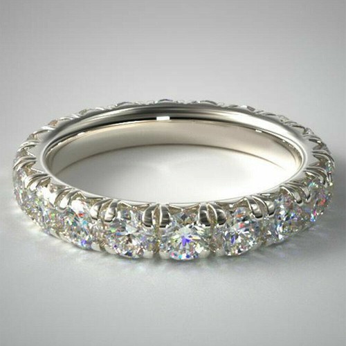 950 Platinum Women Wedding Eternity Band 2.50 Carat Natural Diamond ...