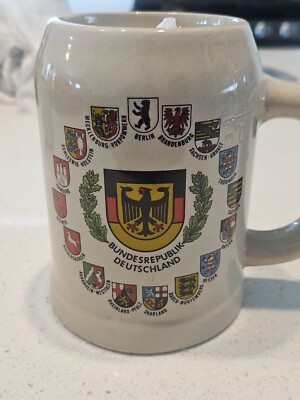 German Half Liter Pint Stone Stein with German Crest | eBay