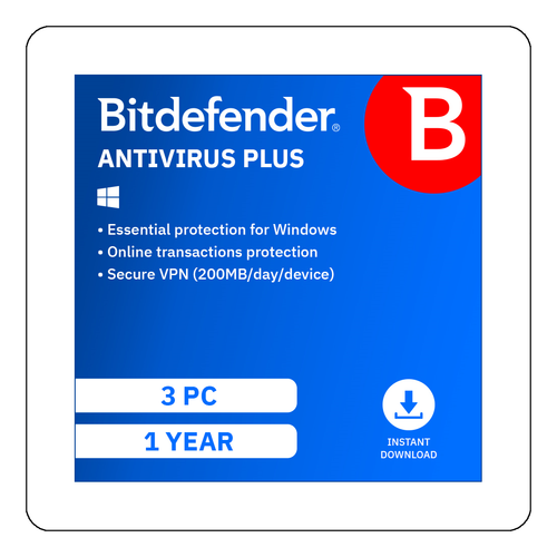 Bitdefender Antivirus Plus - 3 PC 1 Year - [Download] | eBay