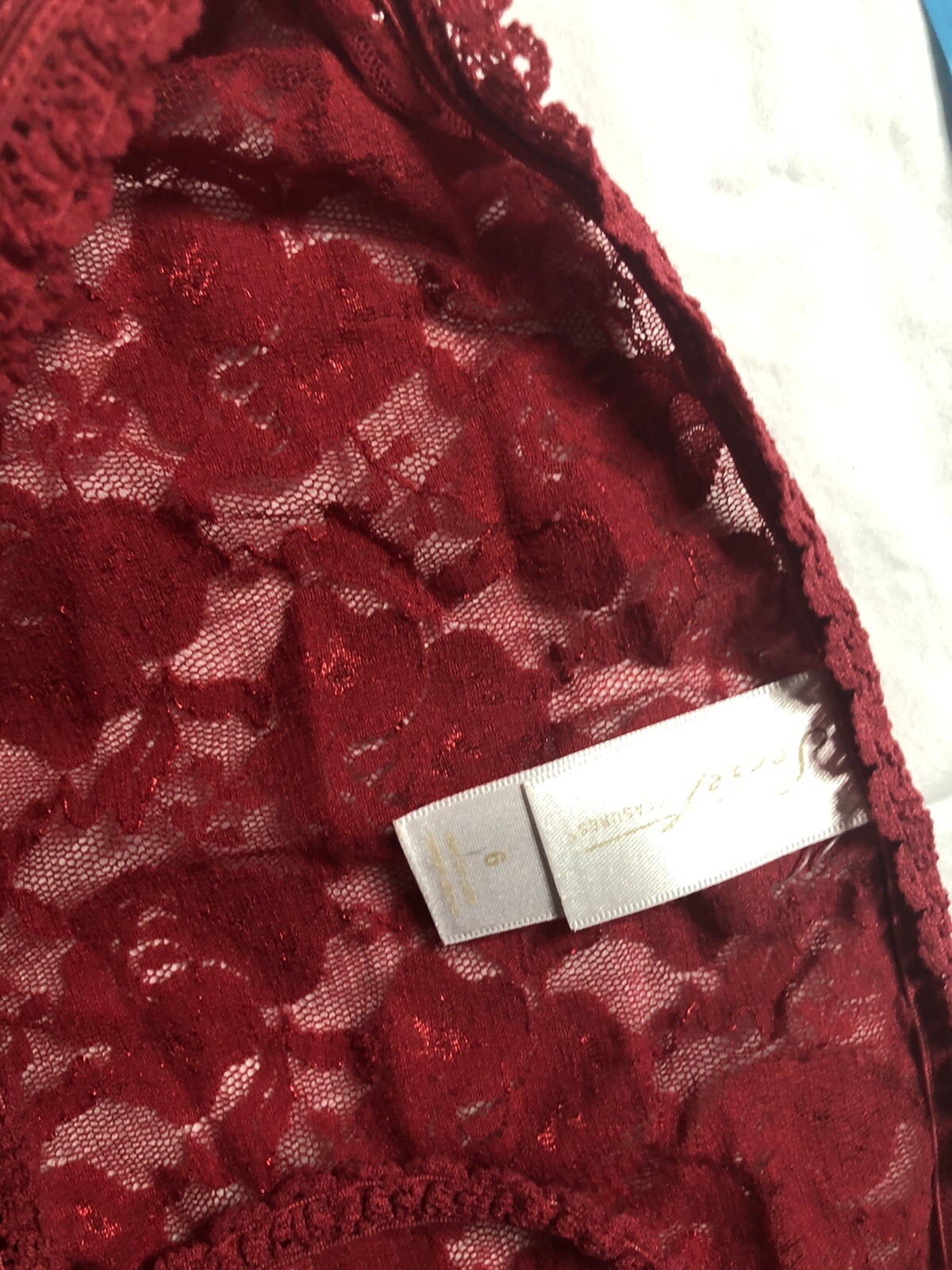 Vintage Secret Treasure String Bikini Panties SIze 6 Nylon Silky Rose ...