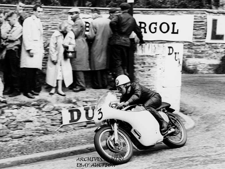 Matchless factory racer Jack Wood 1958 Isle of Man motorcycle racing ...