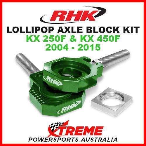 RHK MX LOLLIPOP AXLE BLOCK KIT GREEN KAWASAKI KXF 250 450 KX250F KX450F ...