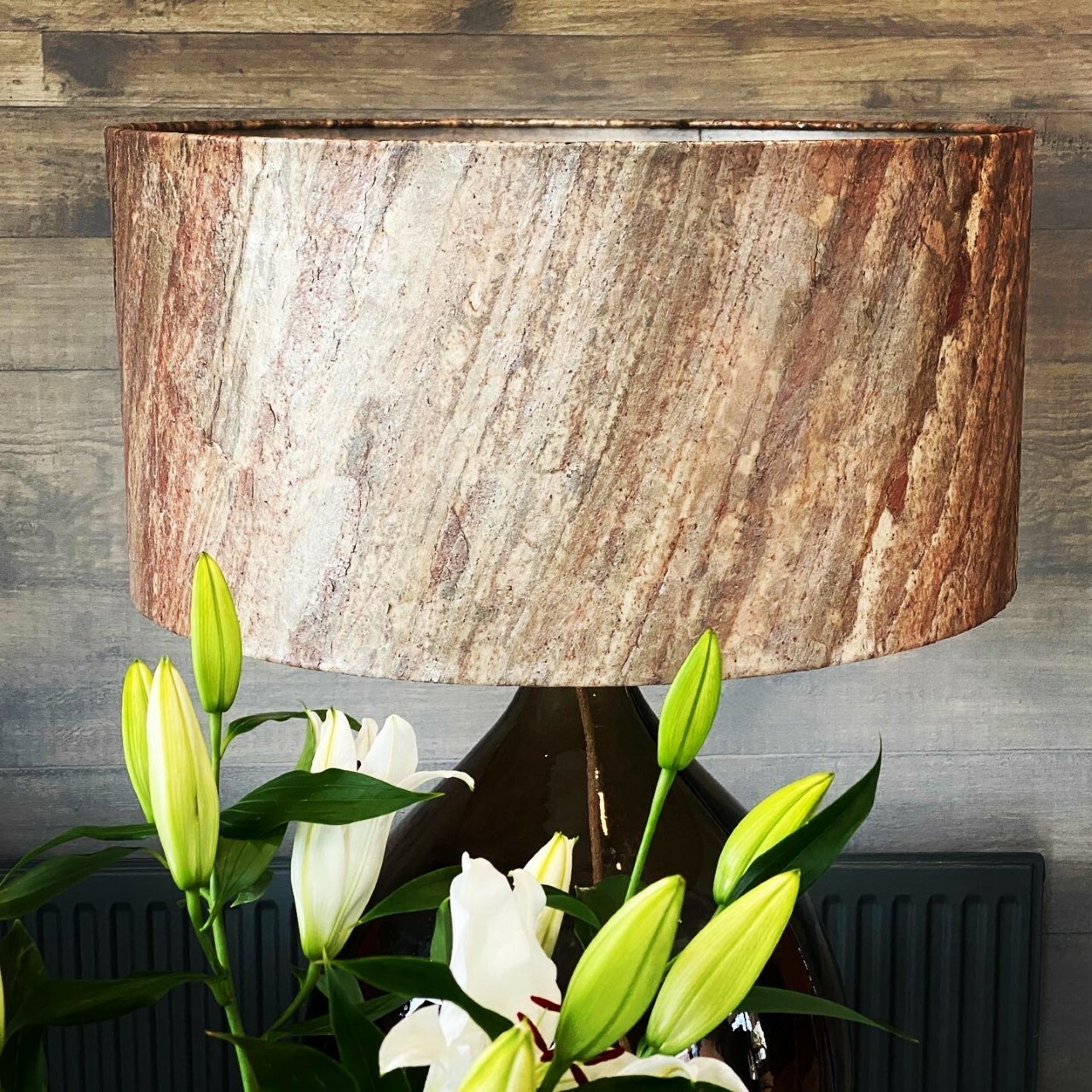 Copper Real Stone Veneer Translucent Lampshade | eBay UK