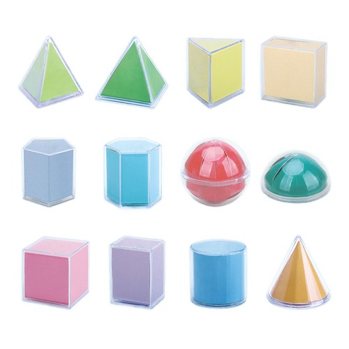 12 Pieces Geometric Shapes Math Toy Teaching Aids | eBay