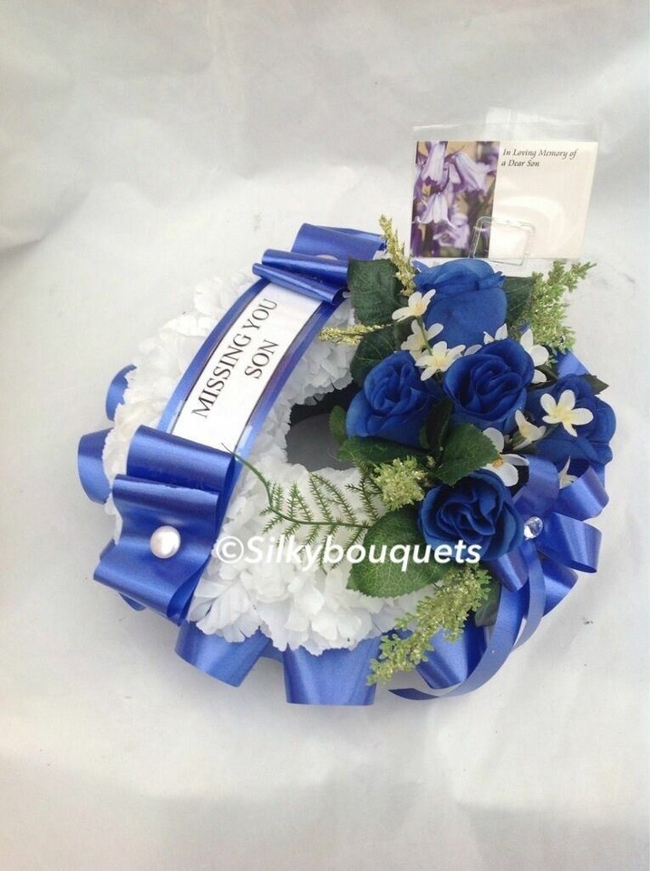 Funeral Flower Wreath Ring Tribute Artificial Silk Rose Cluster ...