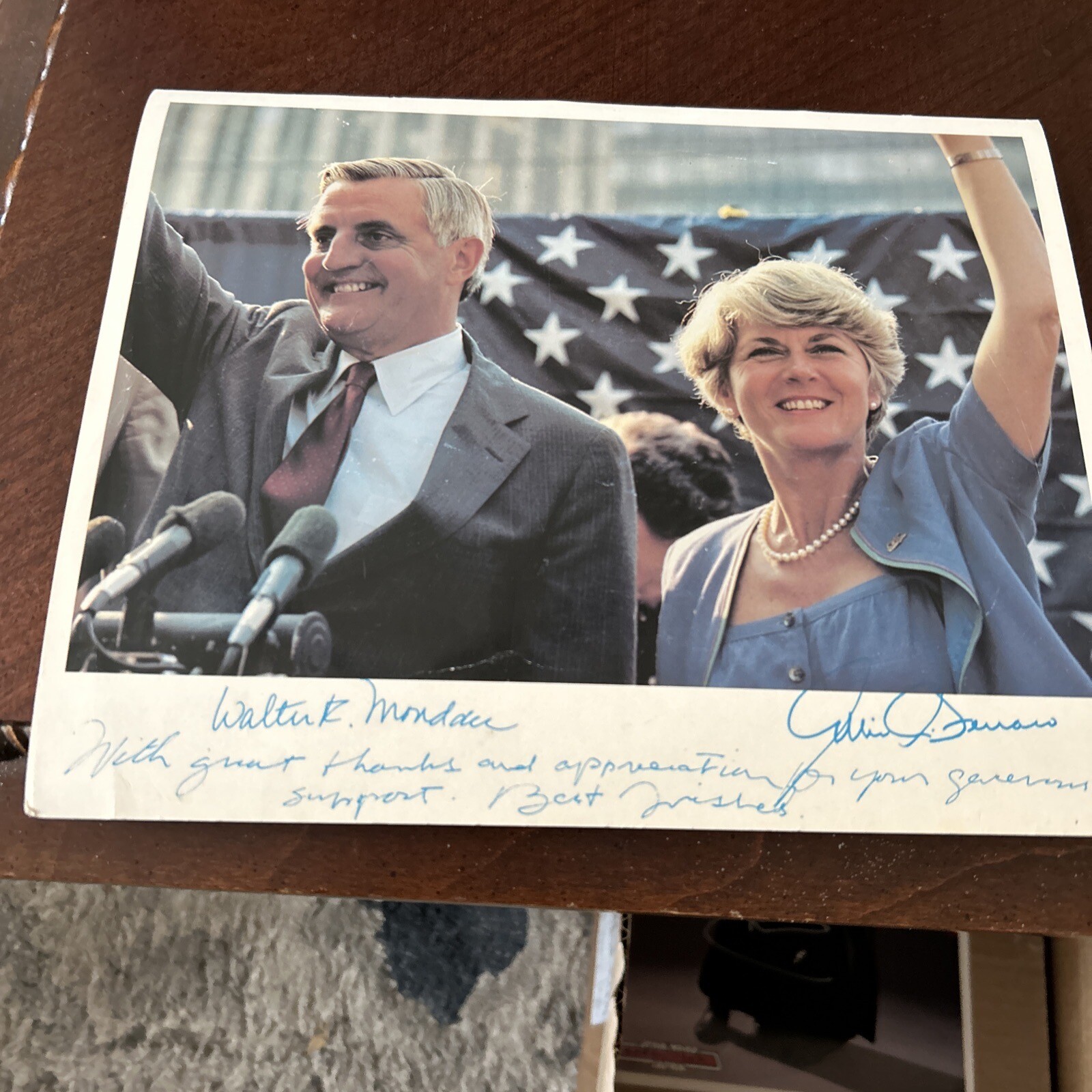 1984 Walter Mondale Geraldine Ferraro Campaign Photolithograph Souvenir ...