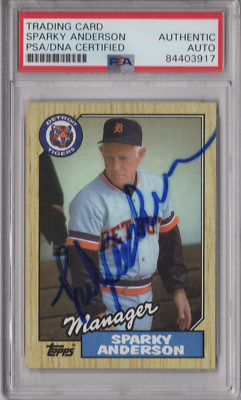 Sparky Anderson 1987 Topps PSA/DNA Signed Autograph Card Auto Detroit ...