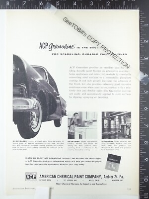 1957 ADVERTISING for ACP Granodine paint finishes on Fords Fairlane etc ...